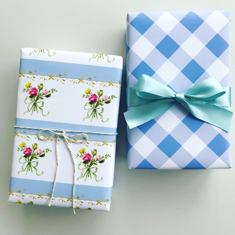 Wrapping Paper: English Blue Regency Bouquet {gift Wrap, Birthday ...
