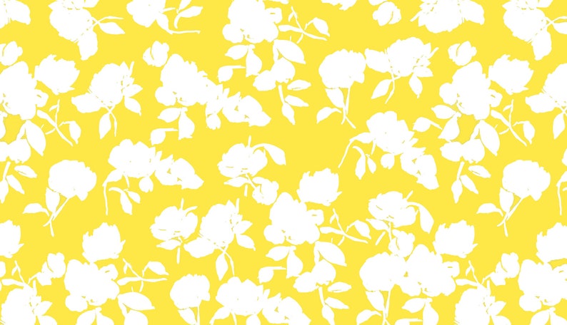Wrapping Paper: Yellow Silhouette Floral gift Wrap Birthday - Etsy