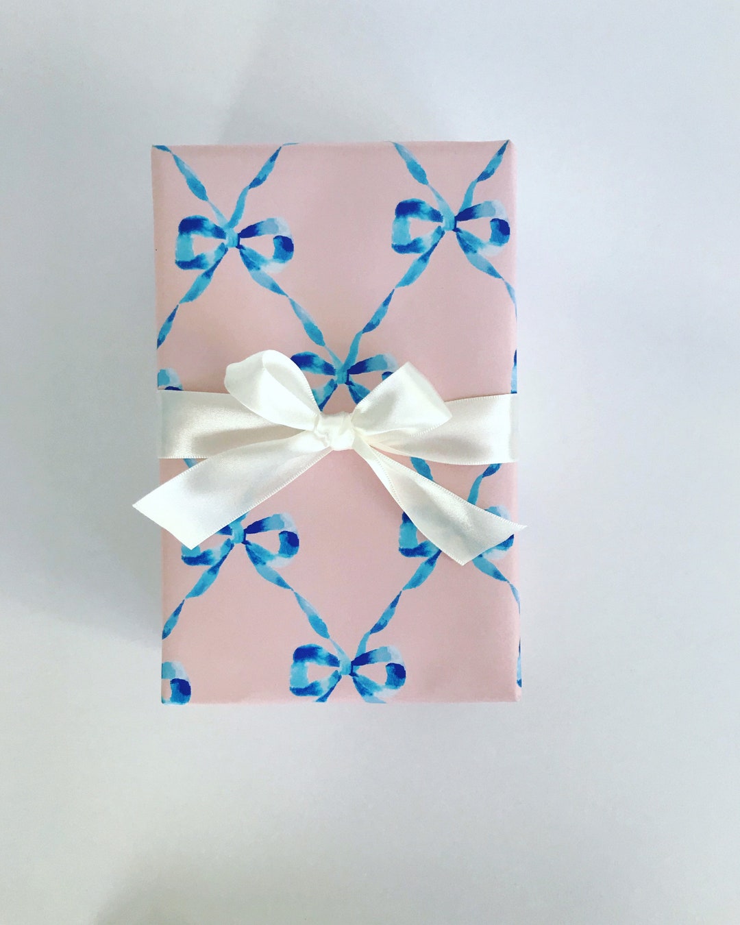 Wrapping Paper: Blue and Blush Parisian Bows {gift Wrap, Birthday ...