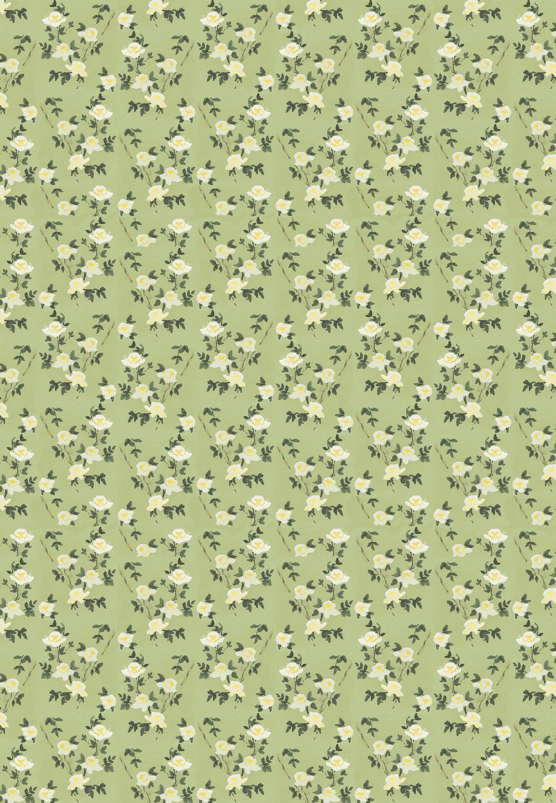 Wrapping Paper: Green & Yellow Peony Vine {gift Wrap, Birthday, Holiday ...