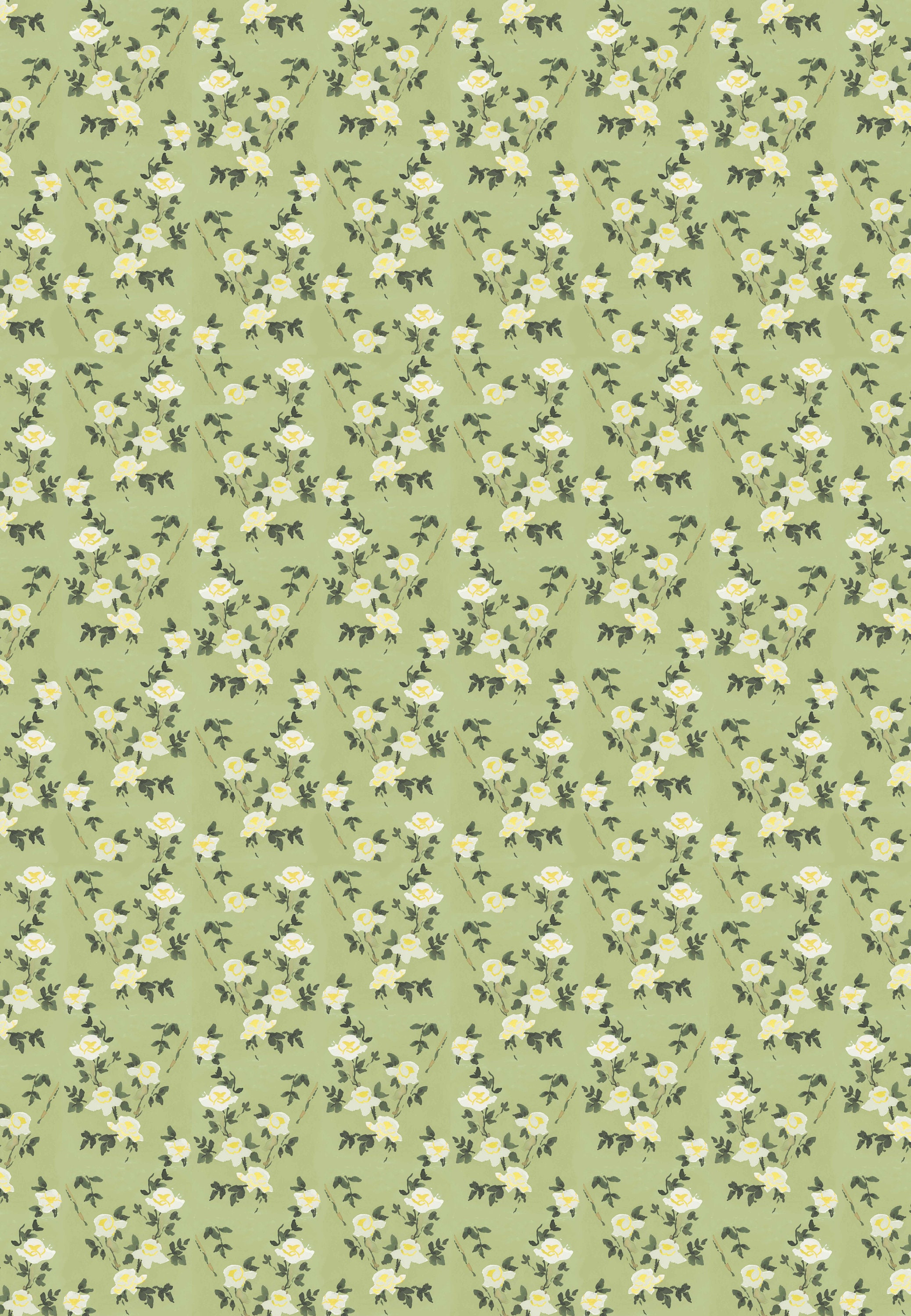 Wrapping Paper: Green & Yellow Peony Vine {gift Wrap, Birthday, Holiday ...