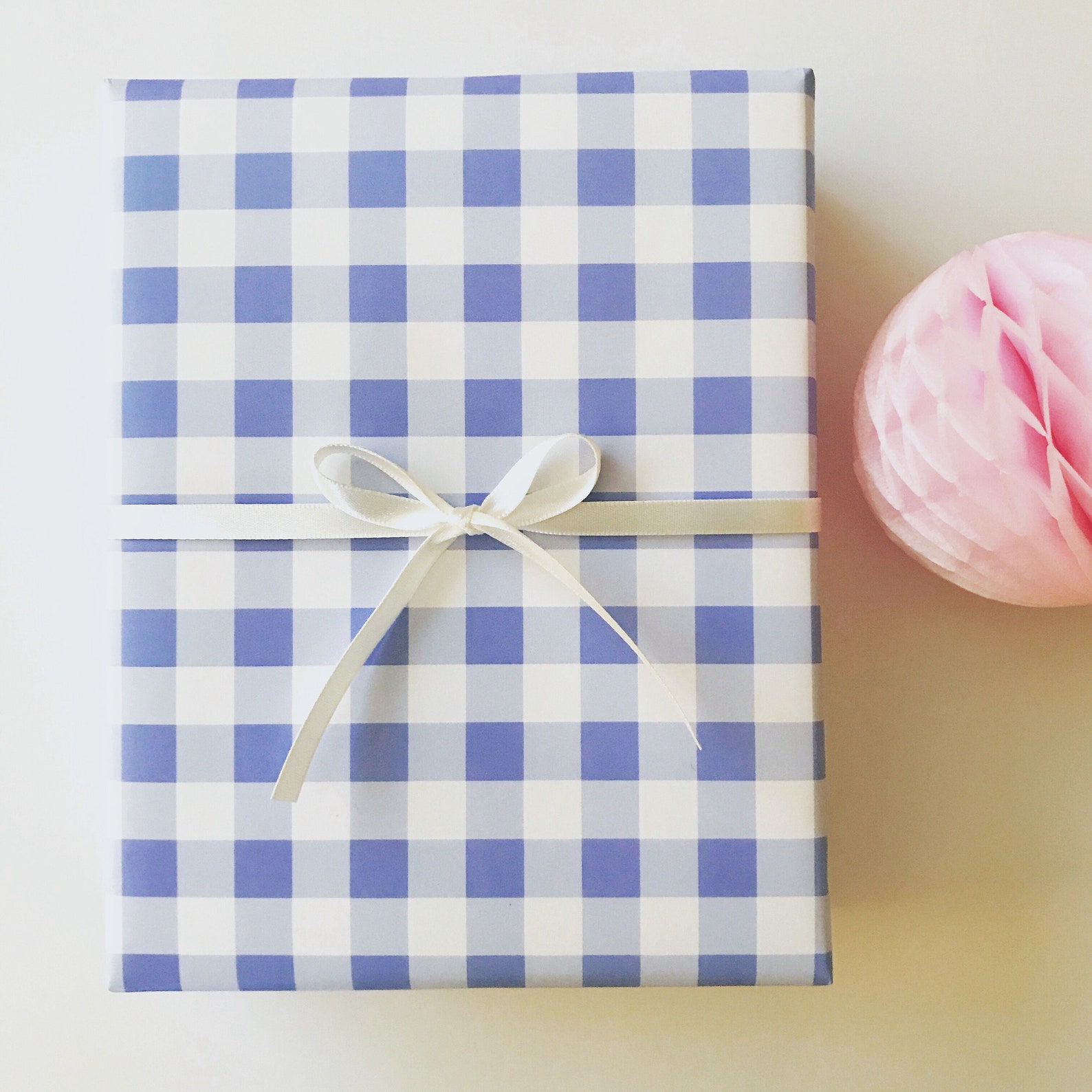 Wrapping Paper: Blue Gingham {gift Wrap, Birthday, Holiday, Christmas ...
