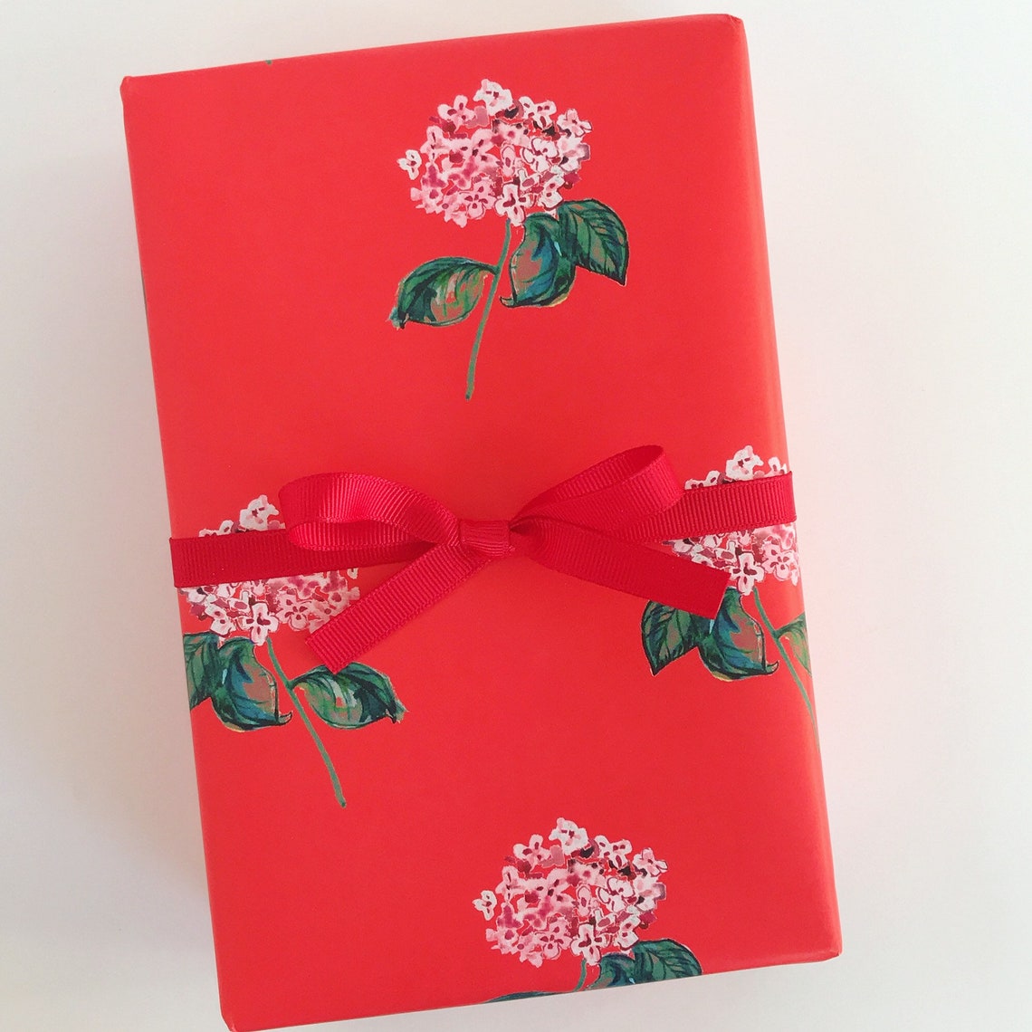 Wrapping Paper: Red Hydrangea gift Wrap Birthday Holiday - Etsy