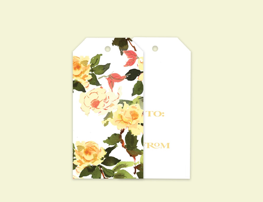 Gift Tag: Cream Roses - Etsy