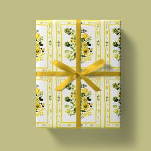 Wrapping Paper: Yellow Brocade Floral {gift Wrap, Birthday, Holiday ...