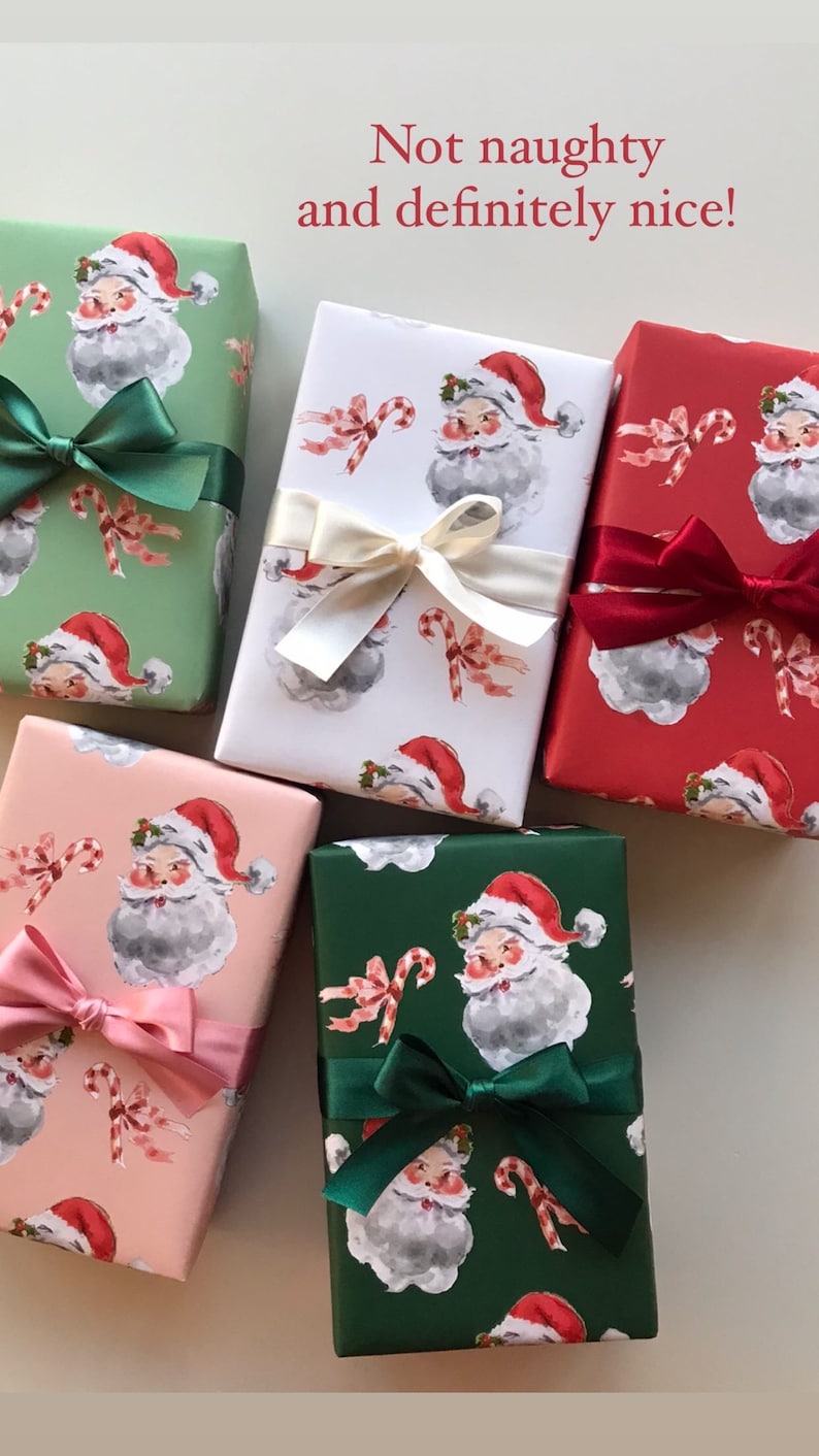 Wrapping Paper: Santa Claus Green gift Wrap Birthday - Etsy