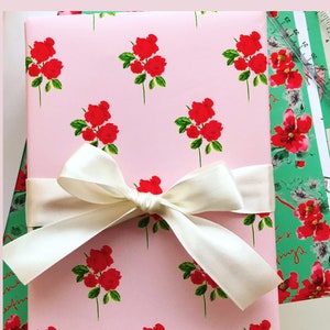 Wrapping Paper: Red and Pink Isabelle Rose {gift Wrap, Birthday ...