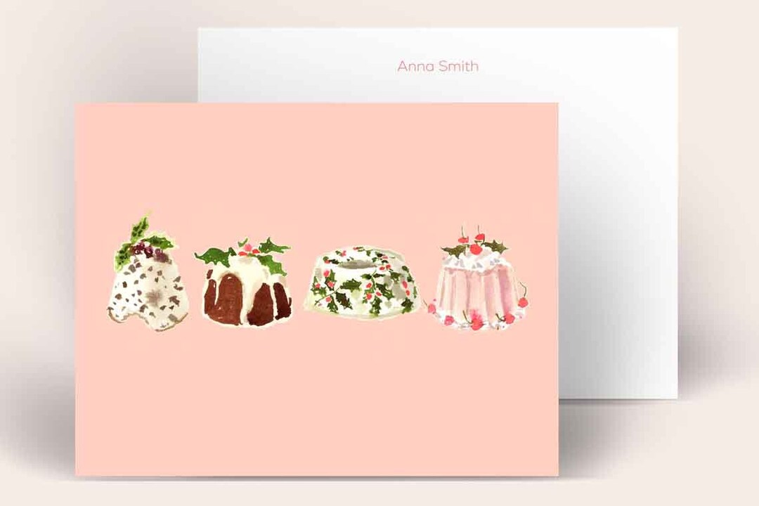Personalized Stationery: Christmas Cakes stationary Notecards, Monogram ...