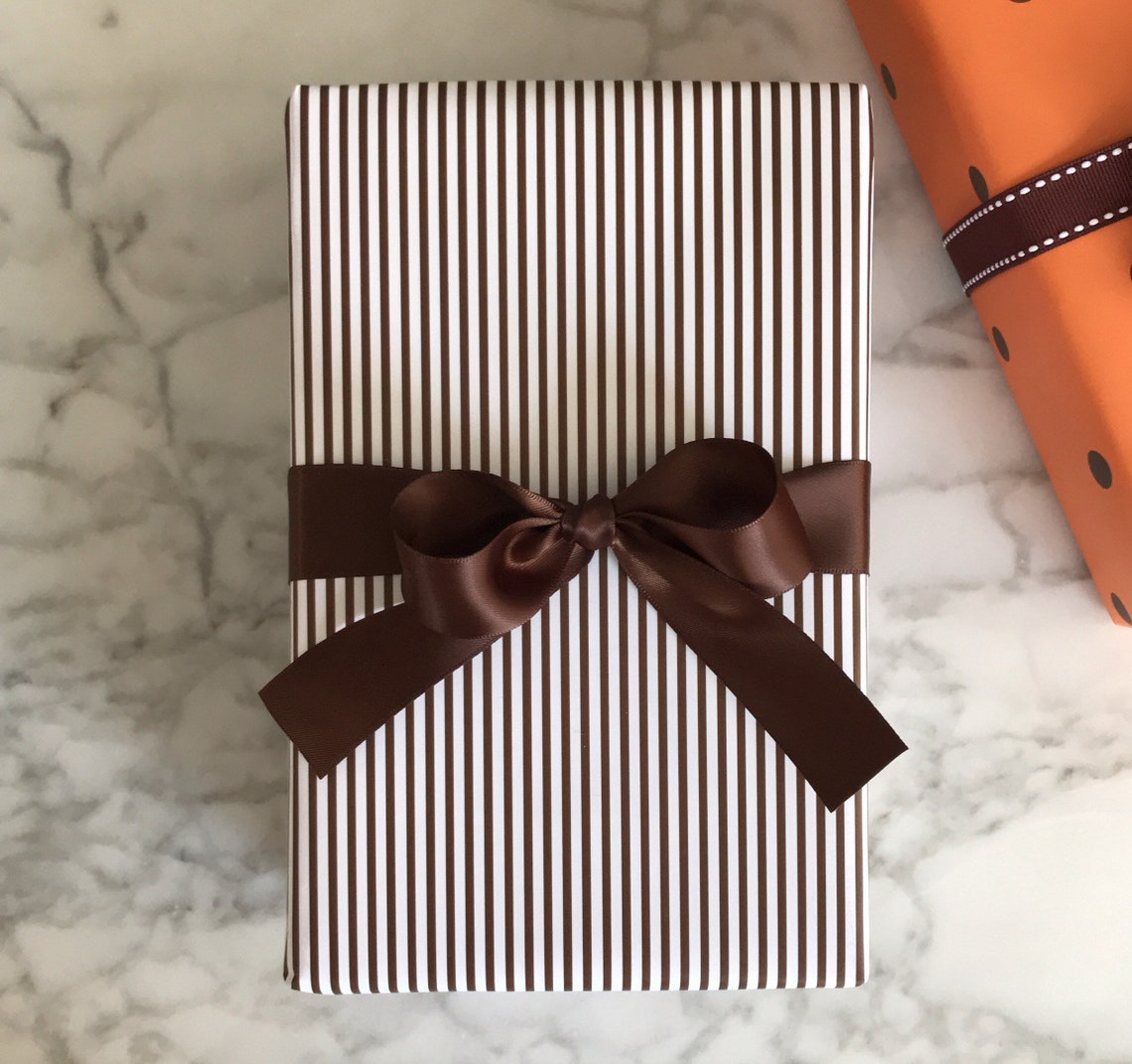 Wrapping Paper: Chocolate Pinstripe gift Wrap Birthday - Etsy