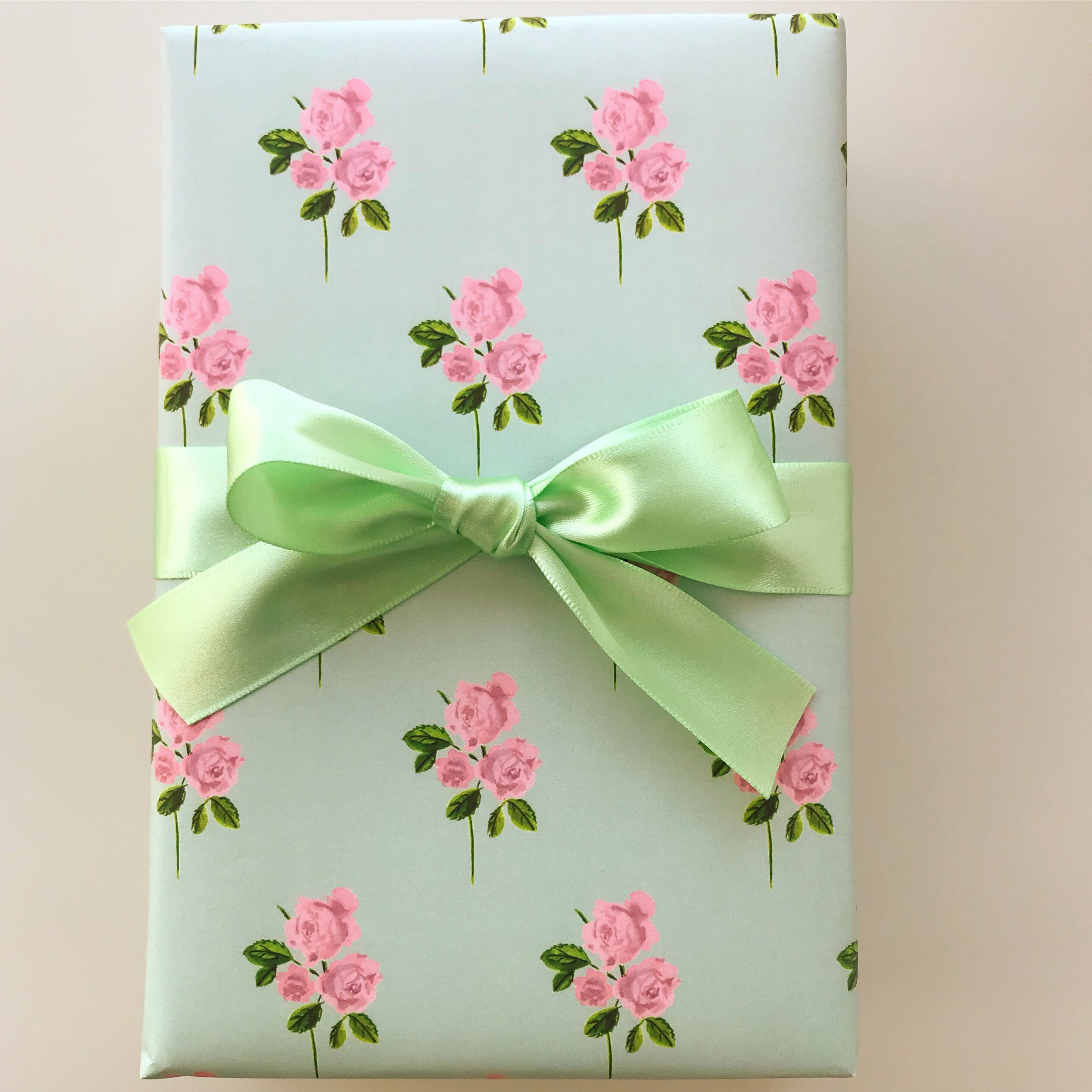 Wrapping Paper: Sage and Pink Isabelle Rose gift Wrap - Etsy