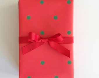 Wrapping Paper: Red and Blush Polka Dot gift Wrap Birthday | Etsy