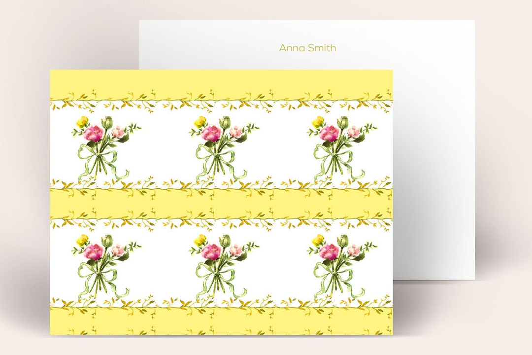 Personalized Stationery: Lemon Regency Bouquet {stationary Notecards ...