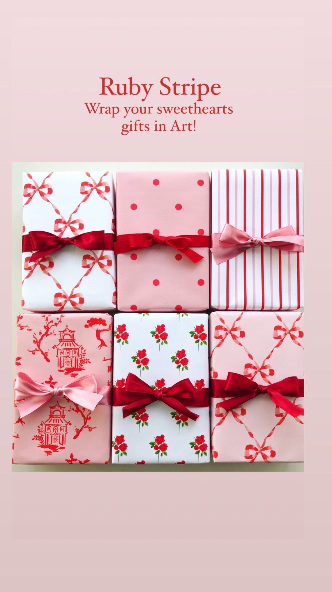 Wrapping Paper: Red Parisian Bows gift Wrap Birthday - Etsy