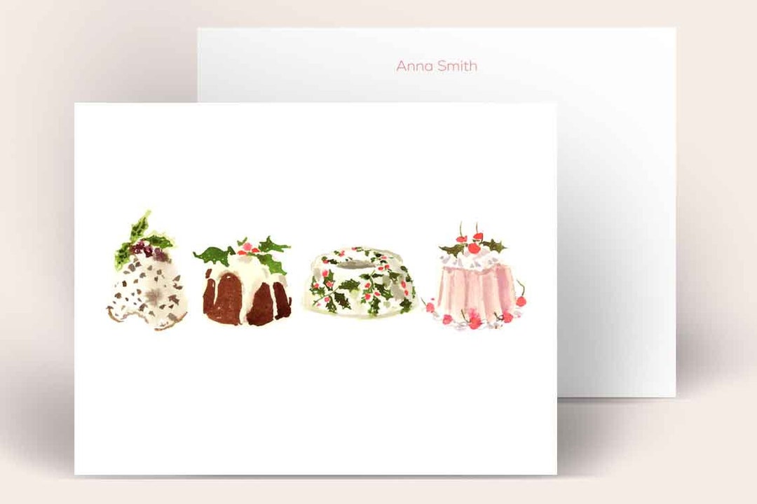 Personalized Stationery: Christmas Cakes {stationary Notecards ...