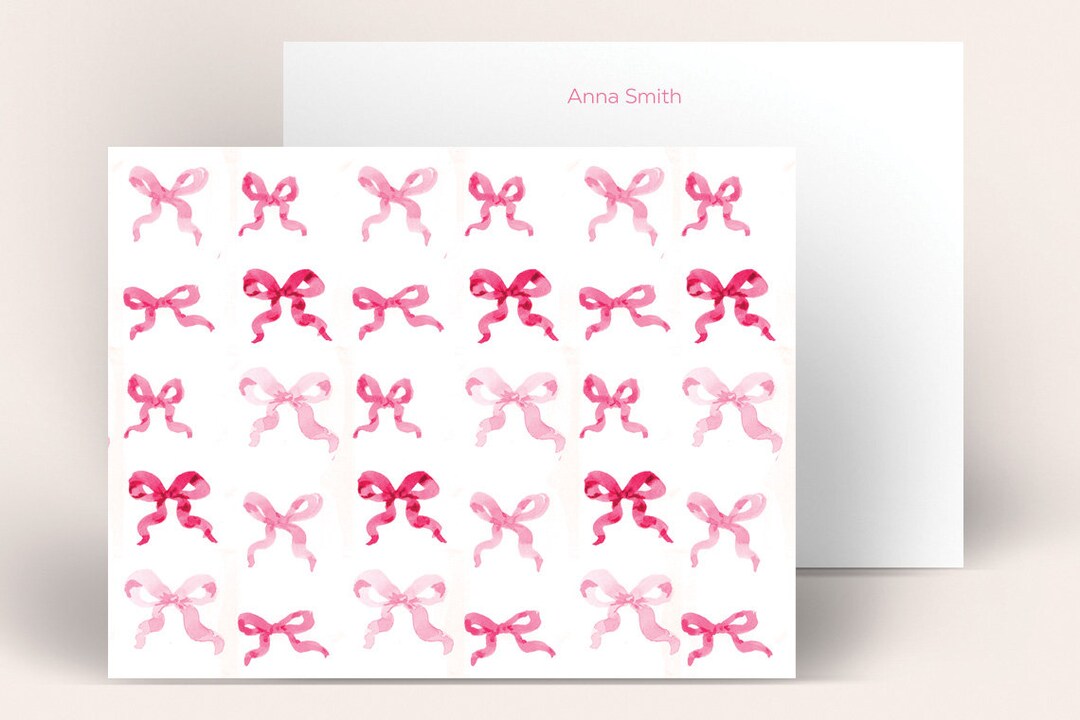 Personalized Stationery: Pink Bows {stationary Notecards, Monogram ...