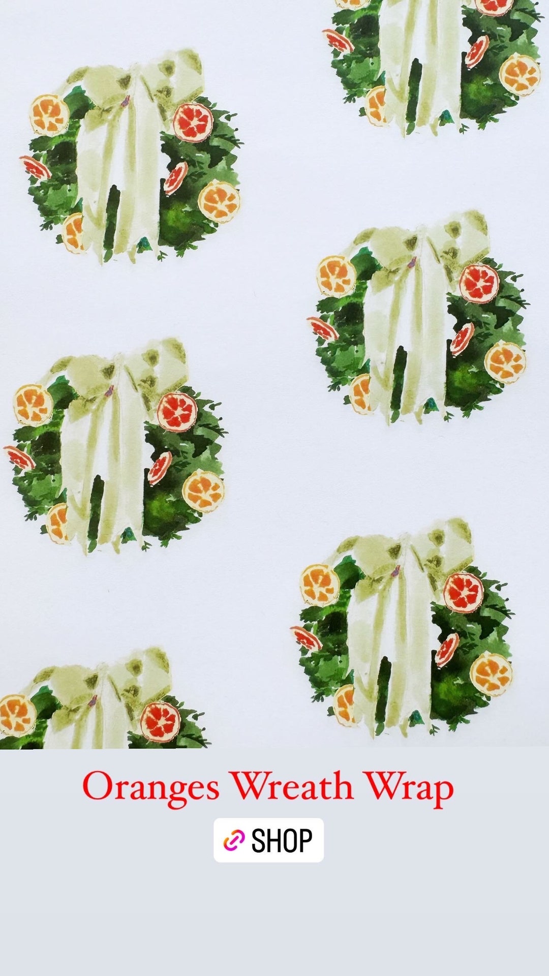 Wrapping Paper: Oranges Wreath {gift Wrap, Birthday, Holiday, Christmas ...