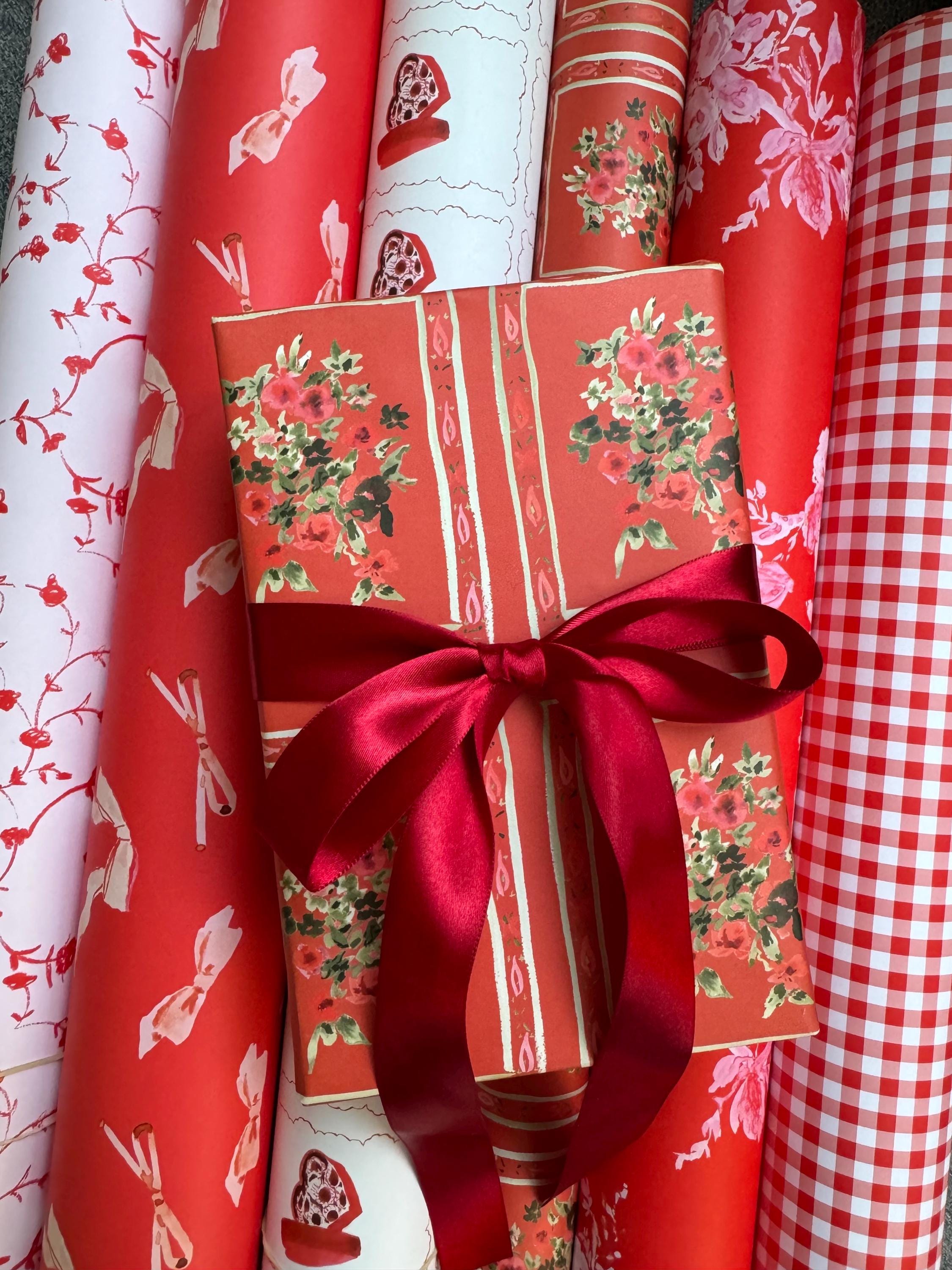 Wrapping Paper: Scarlet Brocade Floral {gift Wrap, Birthday, Holiday ...