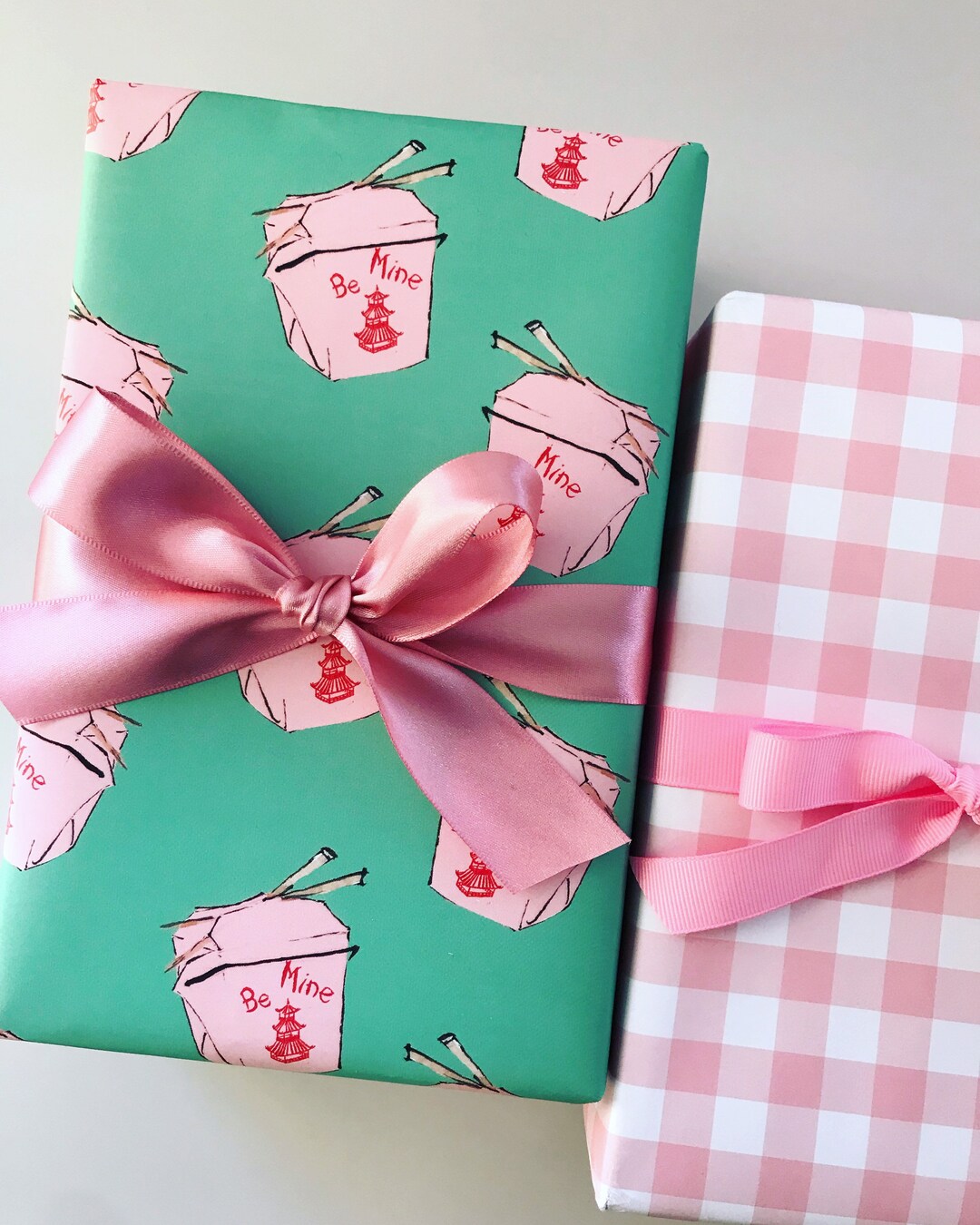 Wrapping Paper: Be Mine Takeout Box Mint - Etsy