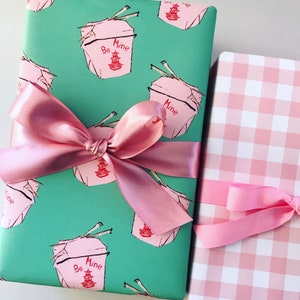 Wrapping Paper: Be Mine Takeout Box Mint - Etsy