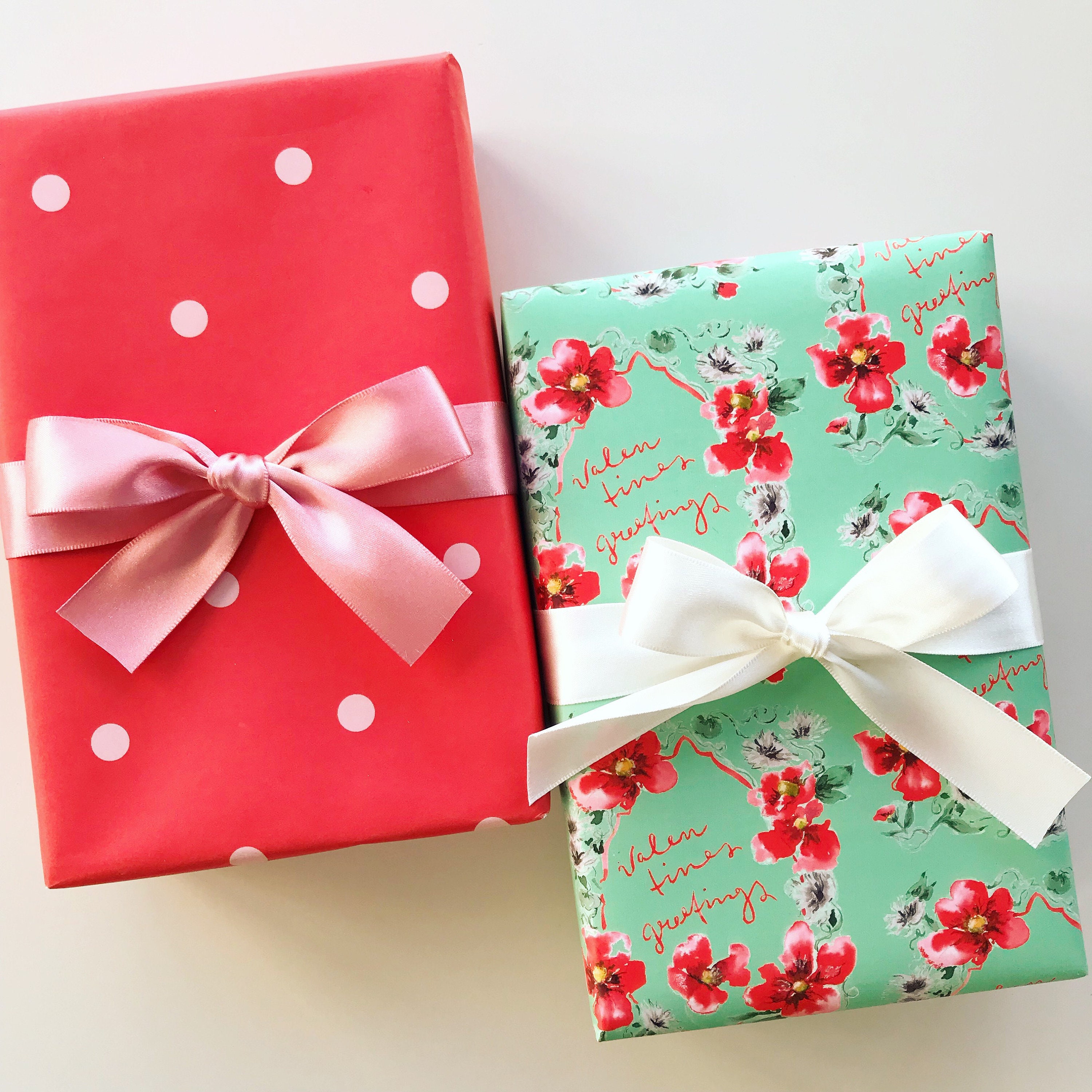 Wrapping Paper: Red and Blush Polka Dot gift Wrap Birthday - Etsy
