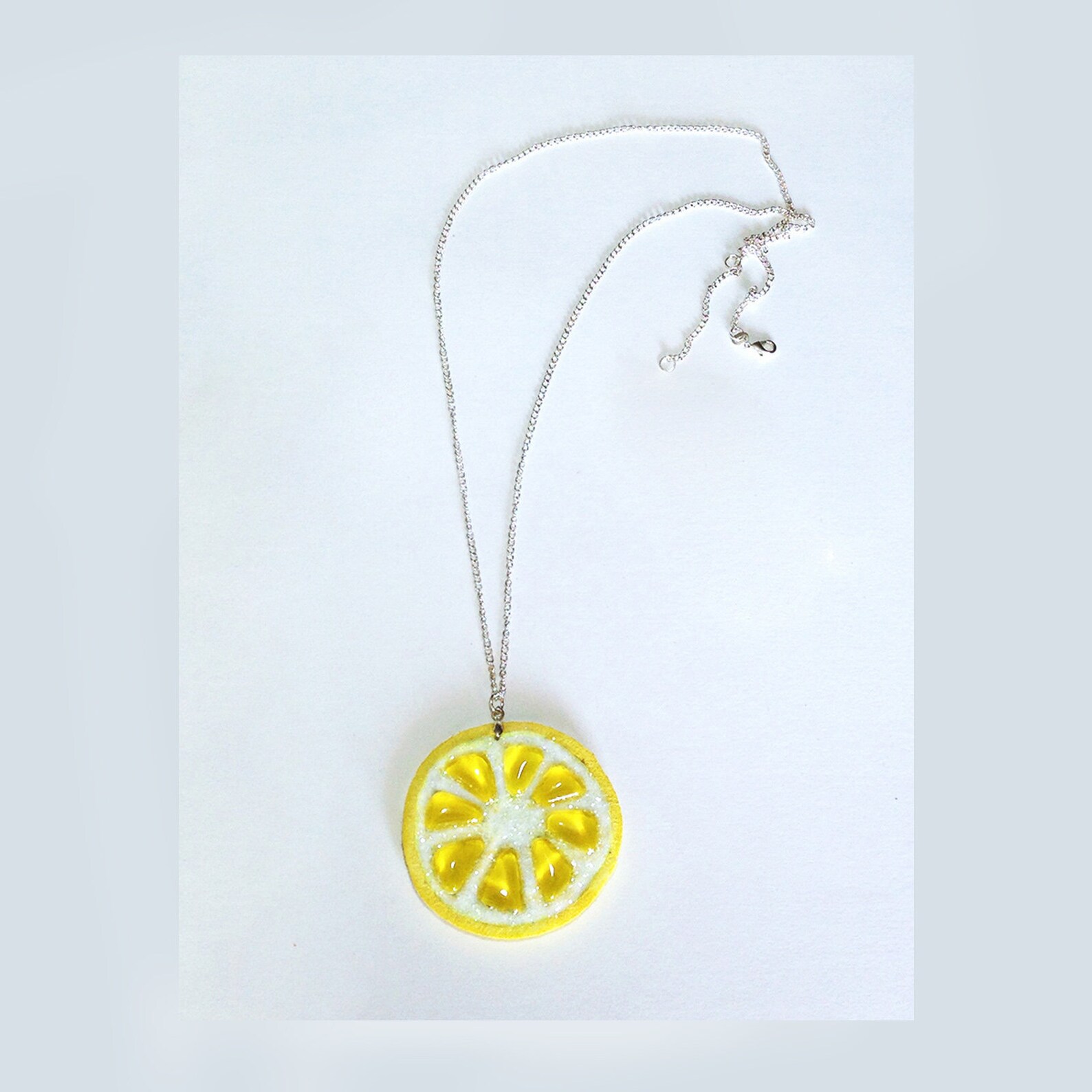 Summer Necklace Lemon Necklace Fruit Handmade Necklace Glass Stones 3D ...