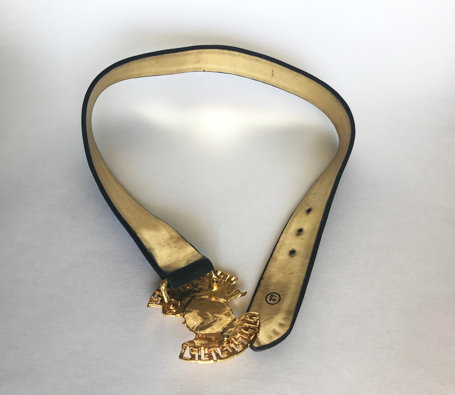 Belt Medusa Head Buckle Gold Vintage Black Belt Suede Leather Medusa ...