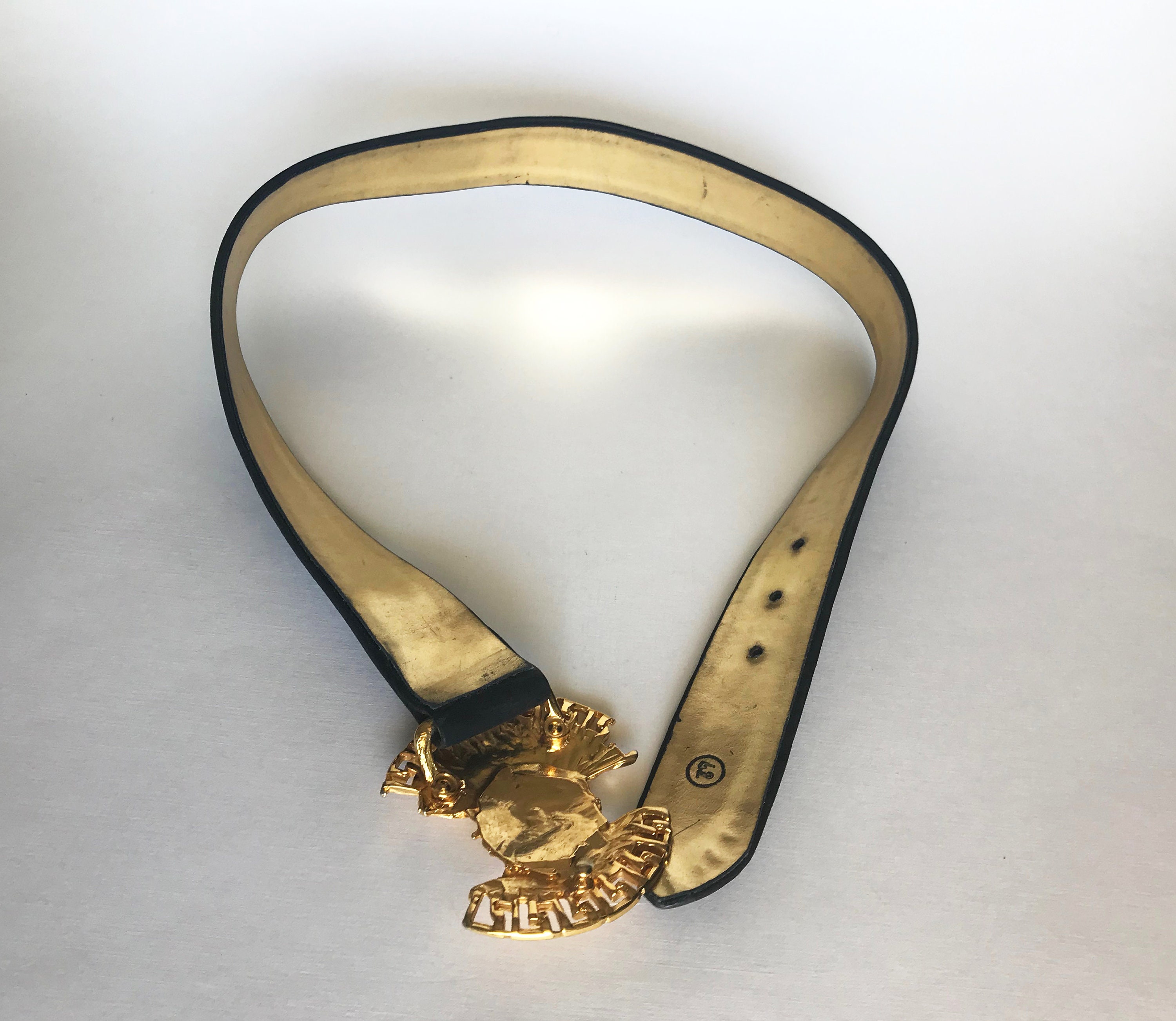 Belt Medusa Head Buckle Gold Vintage Black Belt Suede Leather Medusa ...