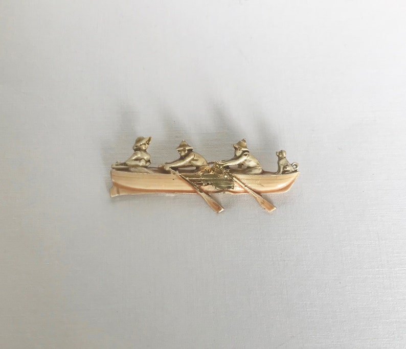 Brooch Boat Vintage Rare Unique Brooch Gold Plated Vintage Pin Boat ...