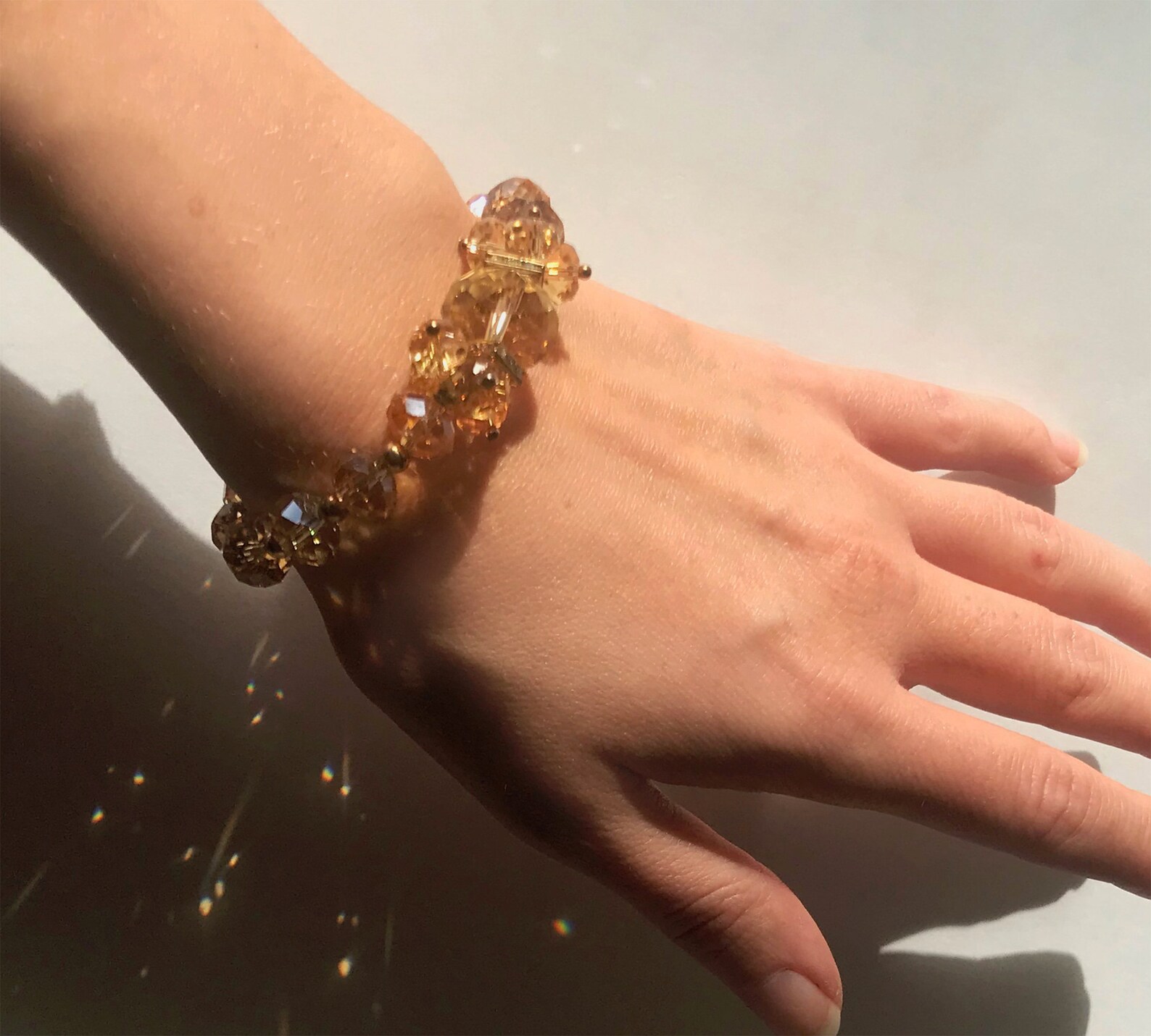 Bracelet Crystal Glass Bracelet Vintage Crystal Beaded Glass Brown ...