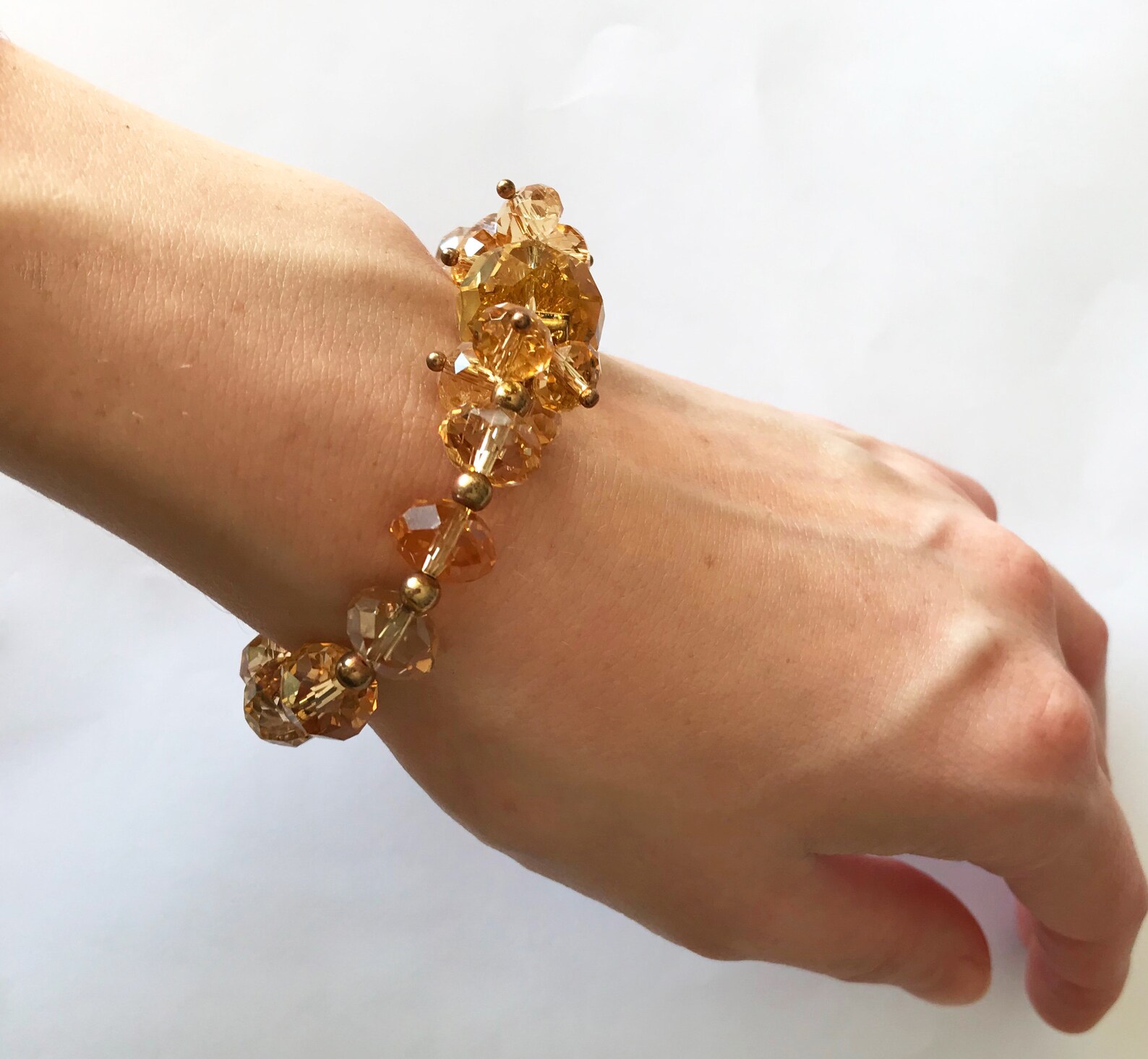 Bracelet Crystal Glass Bracelet Vintage Crystal Beaded Glass Brown ...