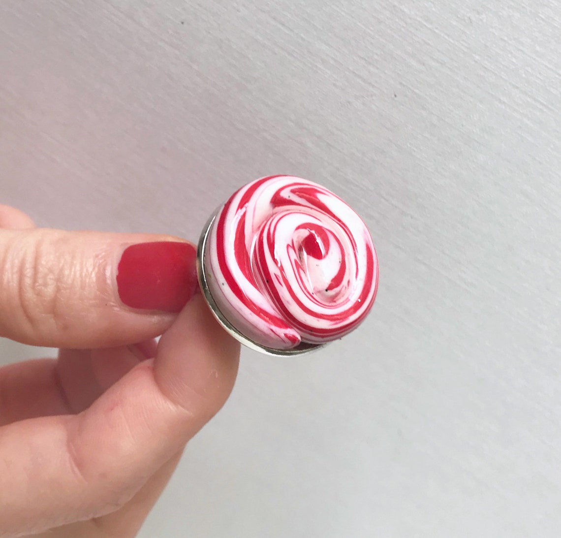 Ring Candy Cane Lollipop Handmade Big Ring Gift Summer Bonbon Ring Red ...