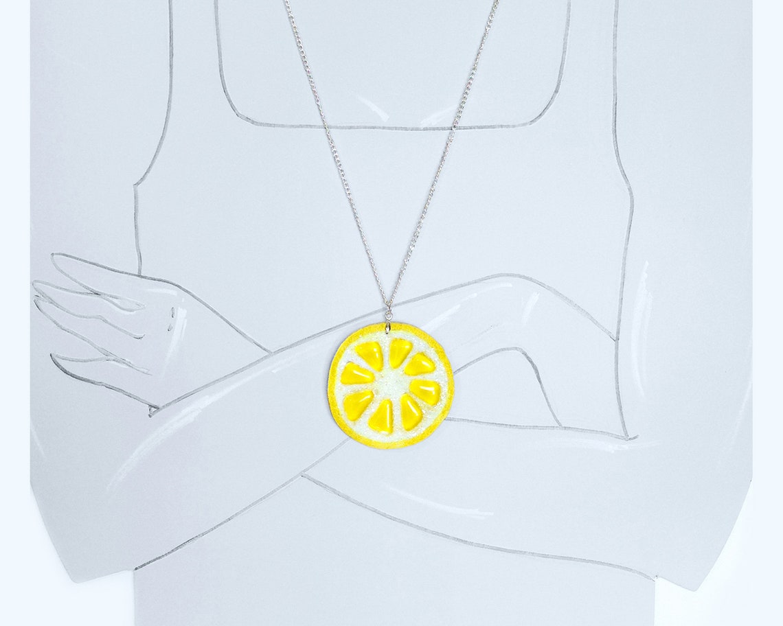 Summer Necklace Lemon Necklace Fruit Handmade Necklace Glass - Etsy