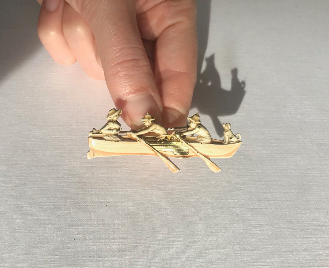 Brooch Boat Vintage Rare Unique Brooch Gold Plated Vintage Pin Boat ...