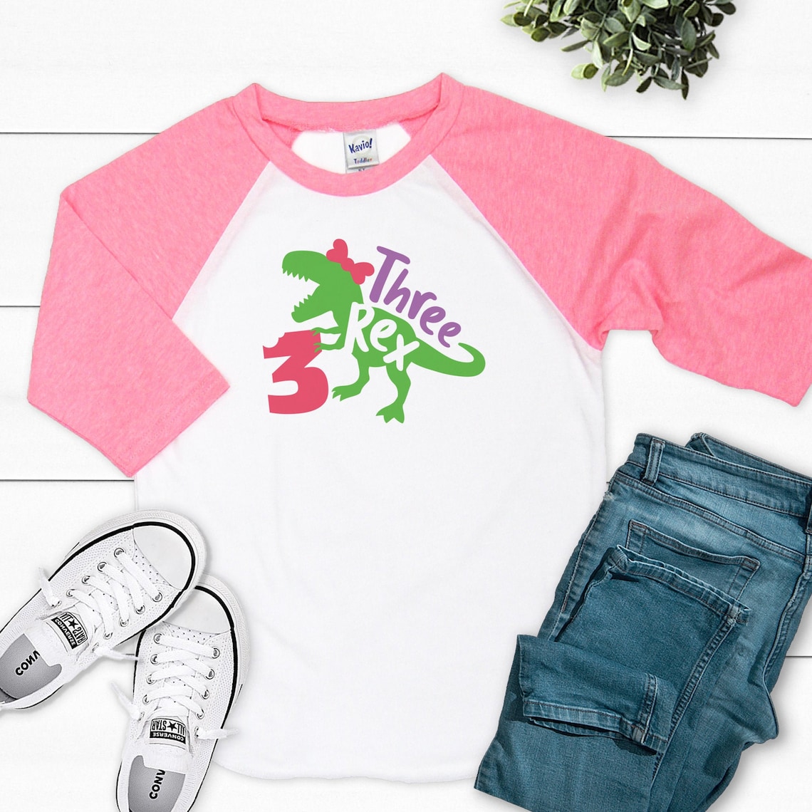 Three Rex Birthday Shirt Girl Girls Dinosaur Birthday Shirt | Etsy