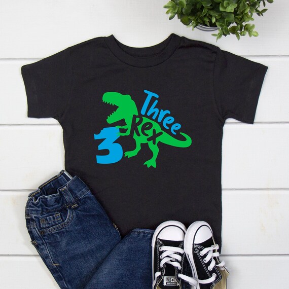 Three Rex Shirt Three Rex Birthday Shirt Three Rex Birthday | Etsy