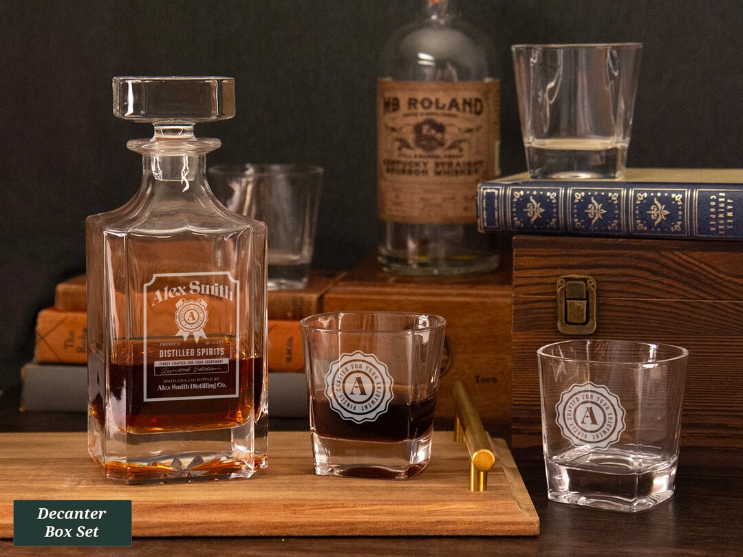 Custom Whiskey Decanter Set With Box, Whiskey Decanter and Glasses ...