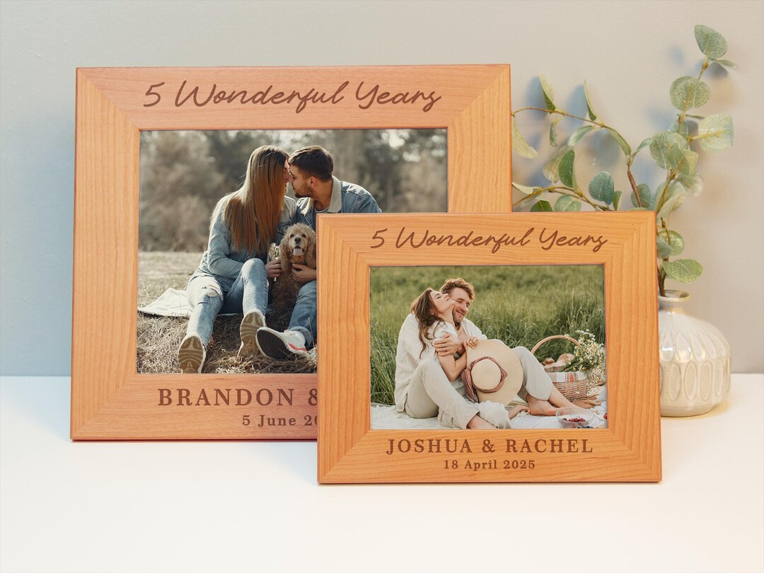 5th Wedding Anniversary Picture Frame, Anniversary Photo Frame Couple ...