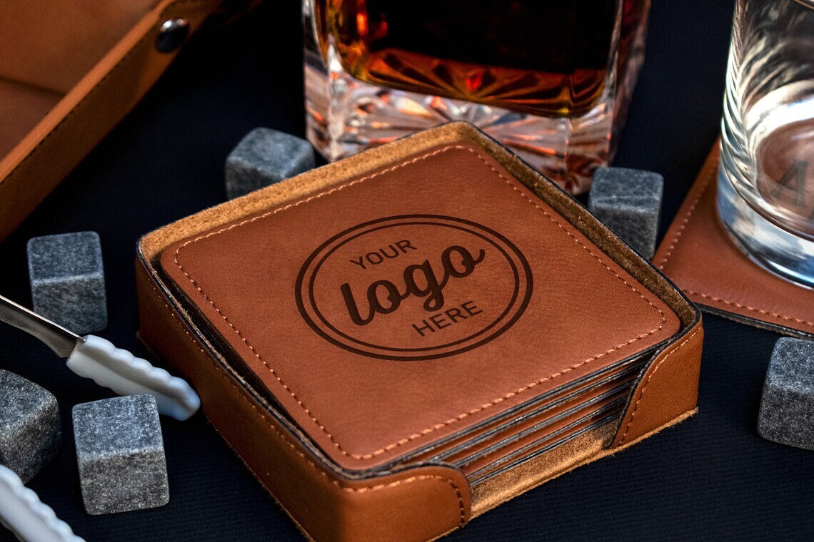 Custom Coasters With Logo, Corporate Logo Coasters Set, Logo Coasters ...