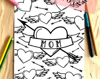 heart tattoo coloring pages