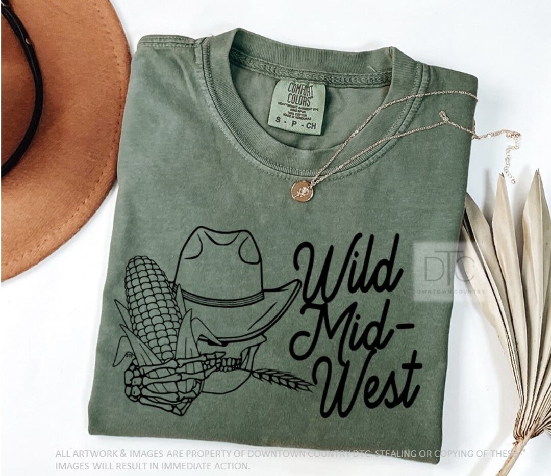 Wild Midwest Comfort Colors Shirt, Wild West Shirt, Cowboy Skeleton ...