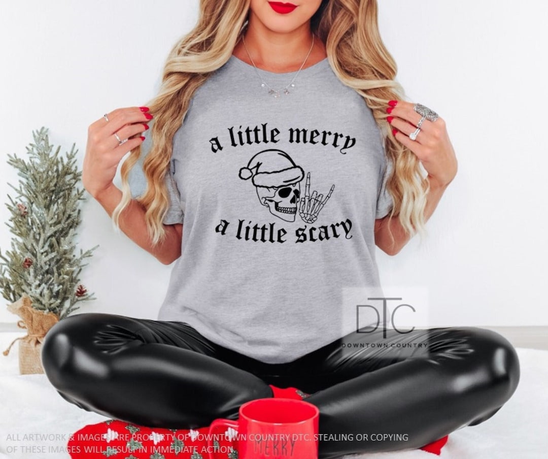 Skeleton Santa Christmas T-shirt, Merry Scary Emo Holiday Shirt - Etsy