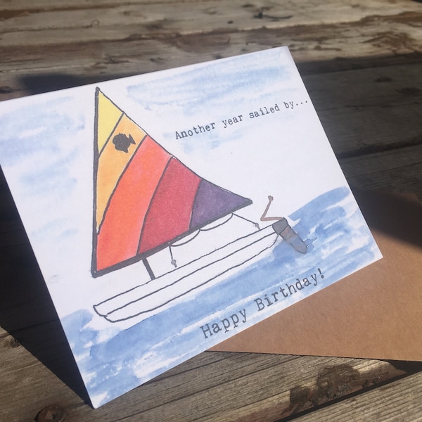 Personalized Sailing Boat Birthday Card - Etsy