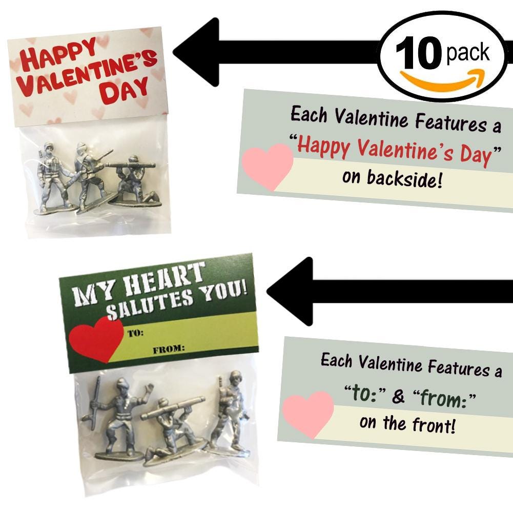 COLORBOXCRATE Army Men Valentine's Day Cards 10 Pack, Valentines Day ...