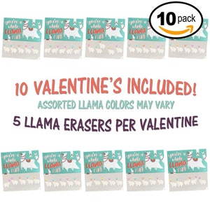 Llama Party Favors 10 Pack, Valentines Day Cards Kids School Exchange ...