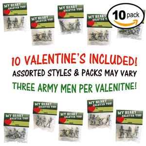 COLORBOXCRATE Army Men Valentine's Day Cards 10 Pack, Valentines Day ...
