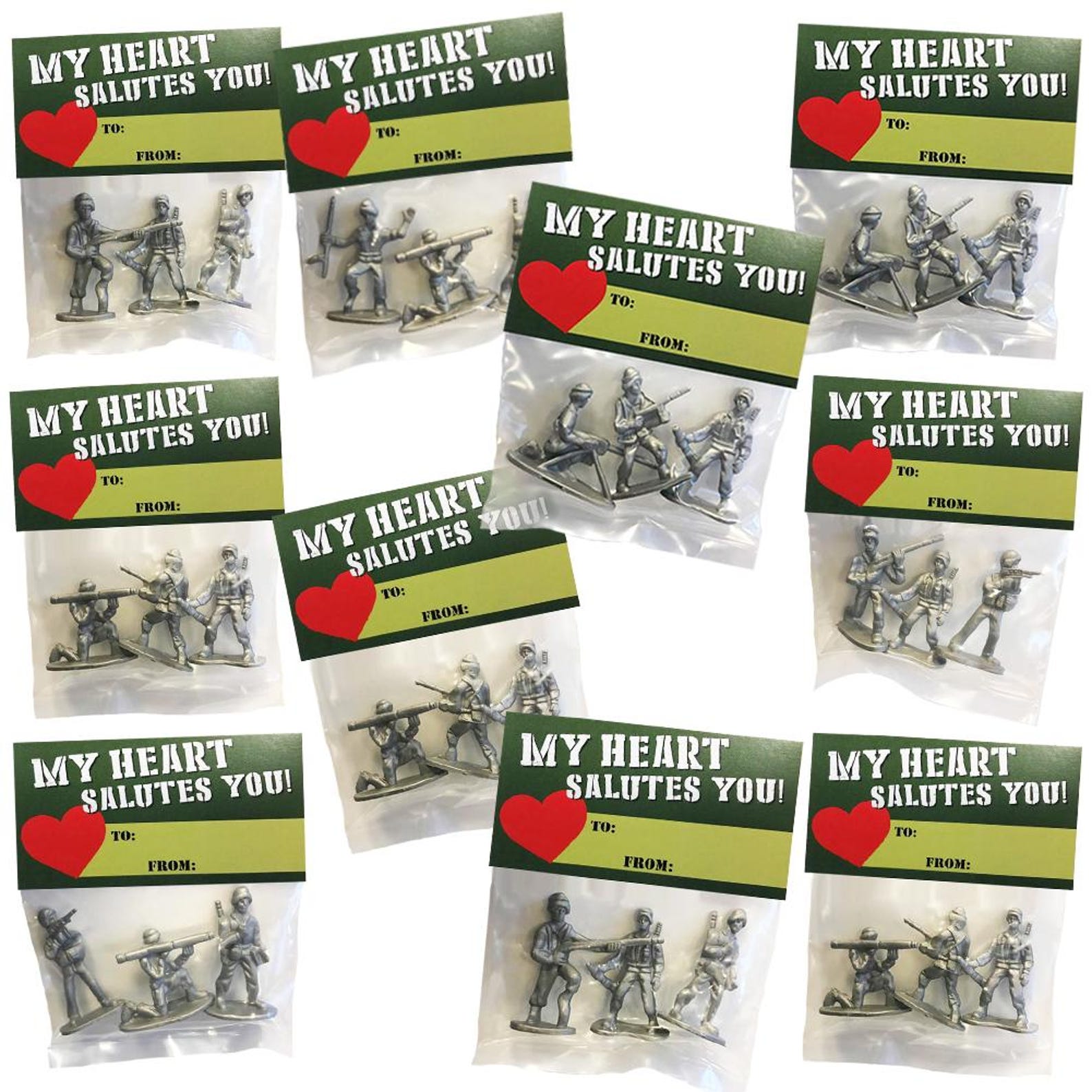 COLORBOXCRATE Army Men Valentine's Day Cards 10 Pack, Valentines Day ...