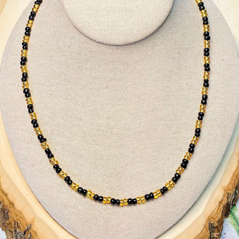 Black Bead Necklace - Etsy