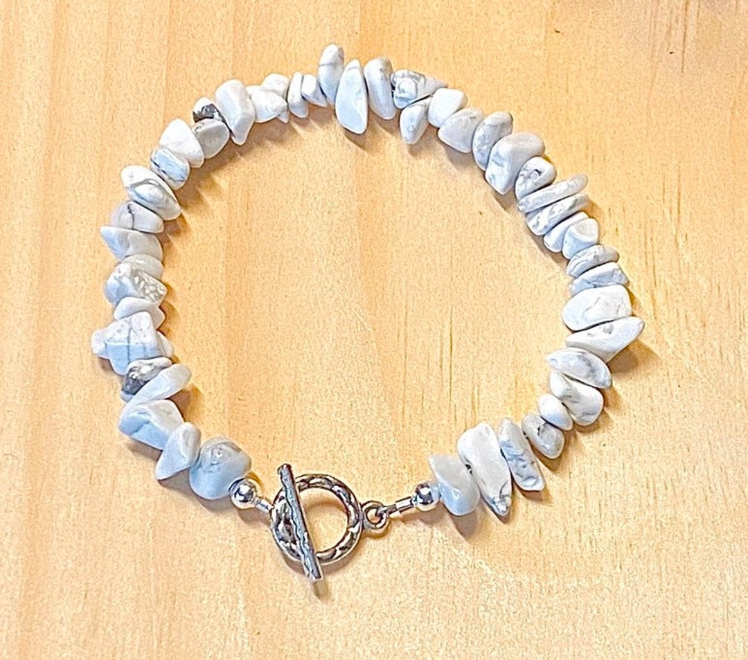 White Stone Chip Bracelet, Chunky Chip Bracelet, White Stone Bracelet ...