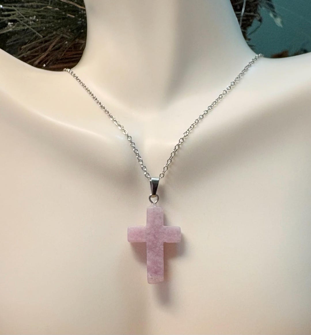 Lavender Gemstone Light Purple Cross Necklace, Cross Pendant Necklace ...