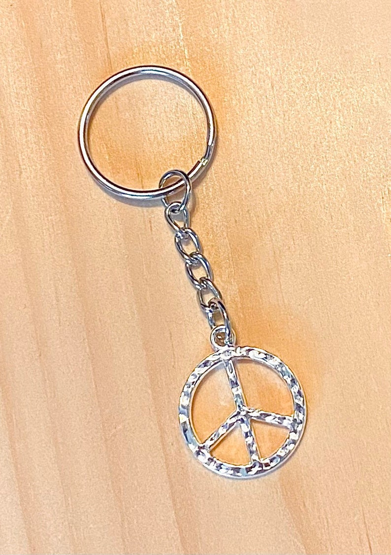 Peace Sign Keychain Silver Keychain Hippie Keychain Retro | Etsy
